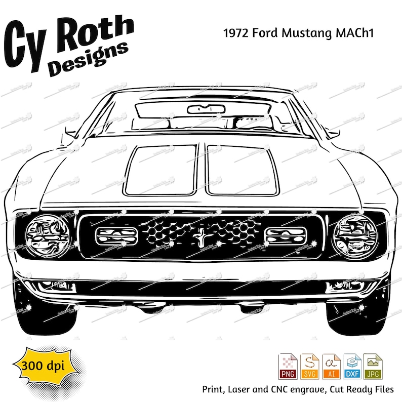 1972 Ford Mustang Svg Png Jpg Ai Dxf File, Classic Car Svg, Vintage Car ...