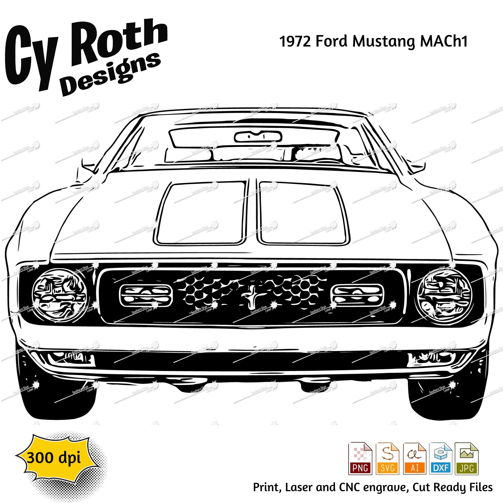 1972 Ford Mustang Svg Png Jpg Ai Dxf File, Classic Car Svg, Vintage Car ...