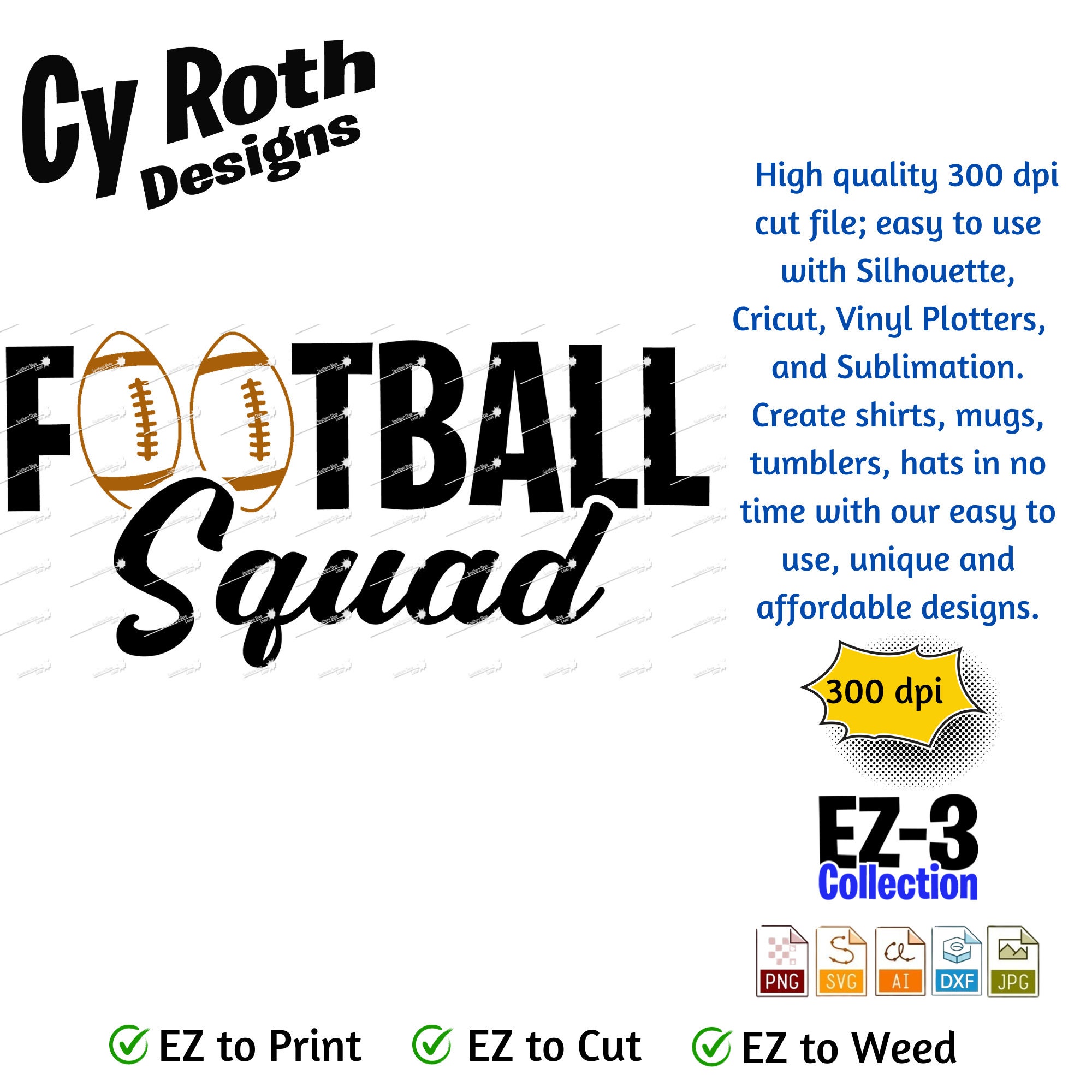 Football Squad Svg Png Jpg Ai Dxf File, Silhouette Cricut Cut File, Dtg ...