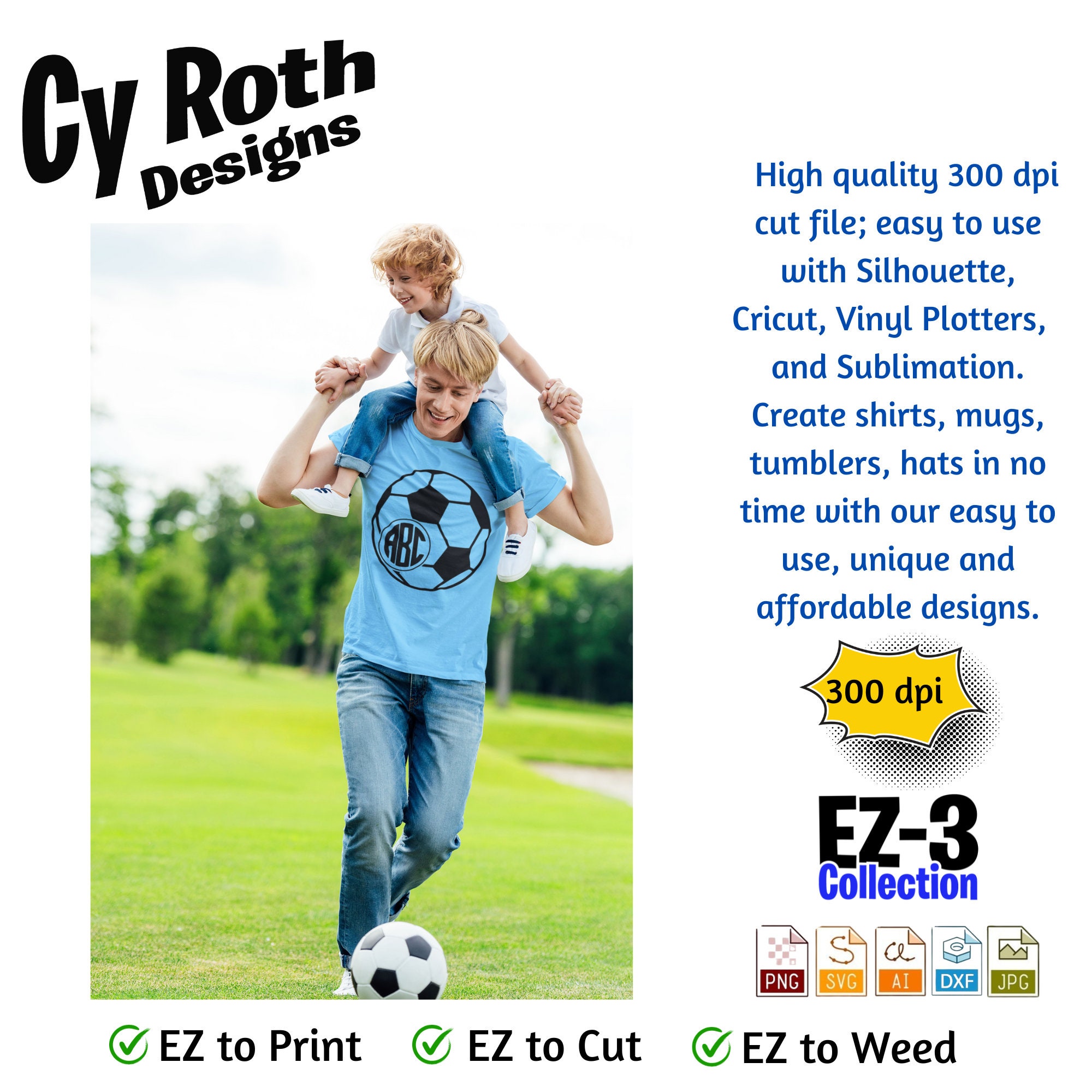 Soccer Monogram Svg Png Jpg Ai Dxf File, Silhouette Cricut Cut File ...