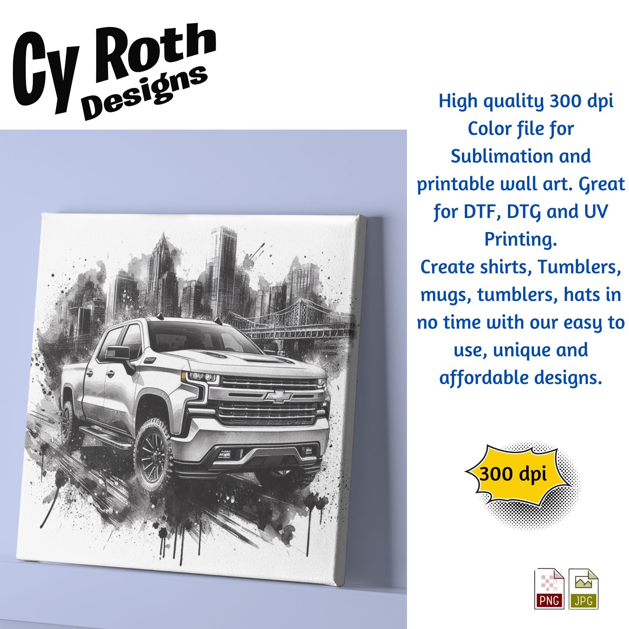 2019 Chevy Silverado Sublimation Print: DTF DTG Transfer, Tumbler ...