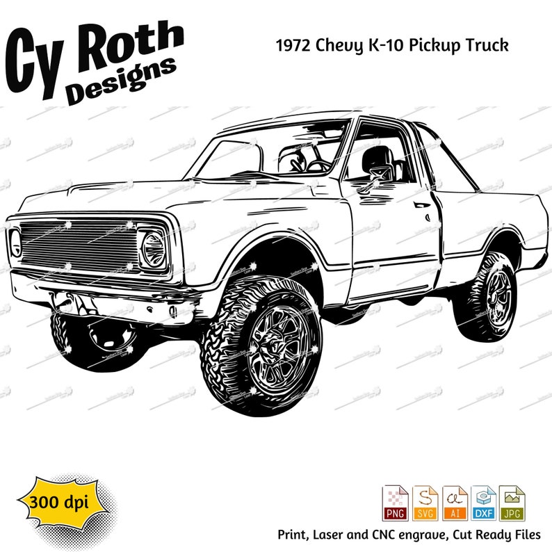 1972 Chevy K10 Pickup Truck Svg Png Jpg Ai Dxf File, Vintage Truck Svg ...