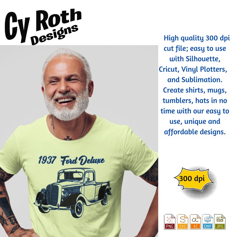 1937 Ford Deluxe Pickup Truck Svg Png Jpg Ai Dxf File, Vintage Truck ...