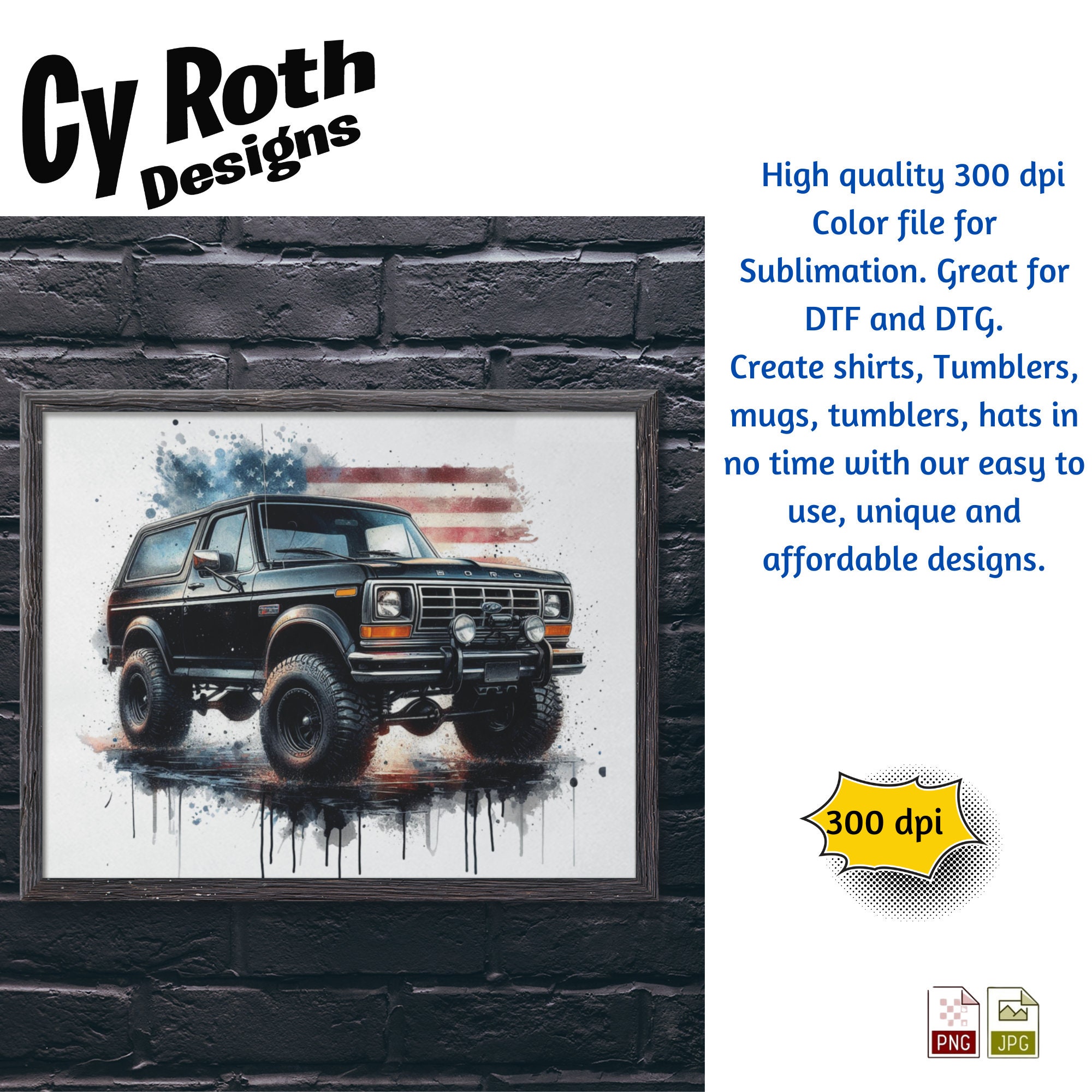 Ford Bronco Sublimation Design: Tumbler, Shirt, Wall Art (PNG JPG) - Etsy