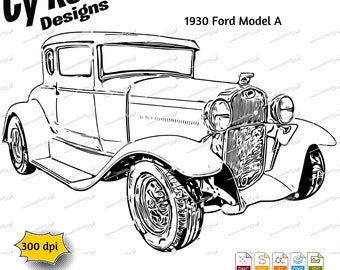 1930 Model A Ratrod Custom Car Digital File Svg, Eps, Dxf, Ai, Jpg - Etsy