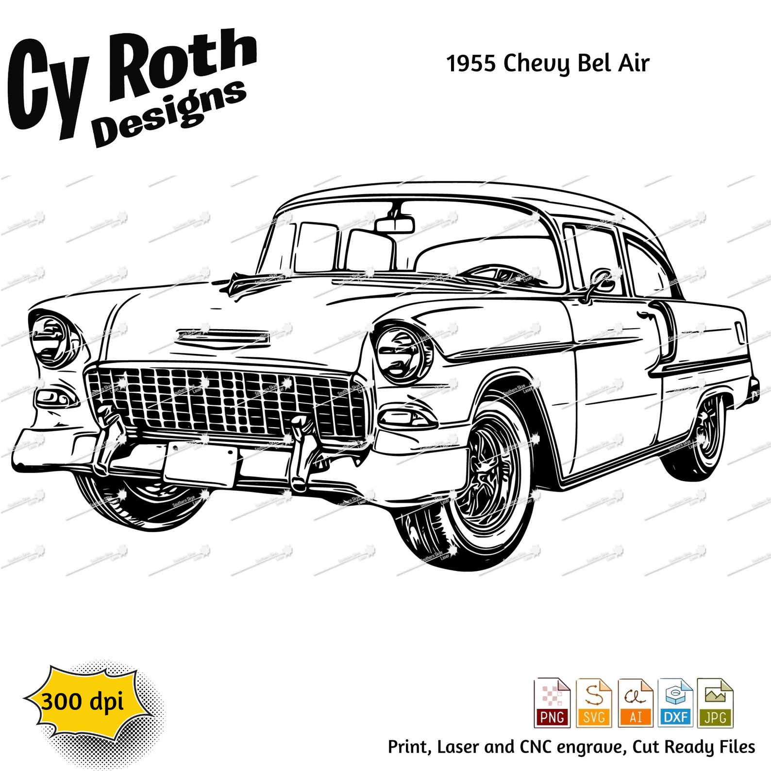 1955 Chevy Bel Air Svg Png Jpg Ai Dxf File, Classic Car Svg - Etsy