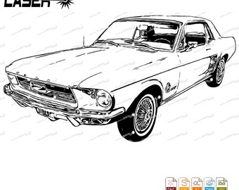 Ford Mustang 1967 Front View Vector Cut File - Etsy UK