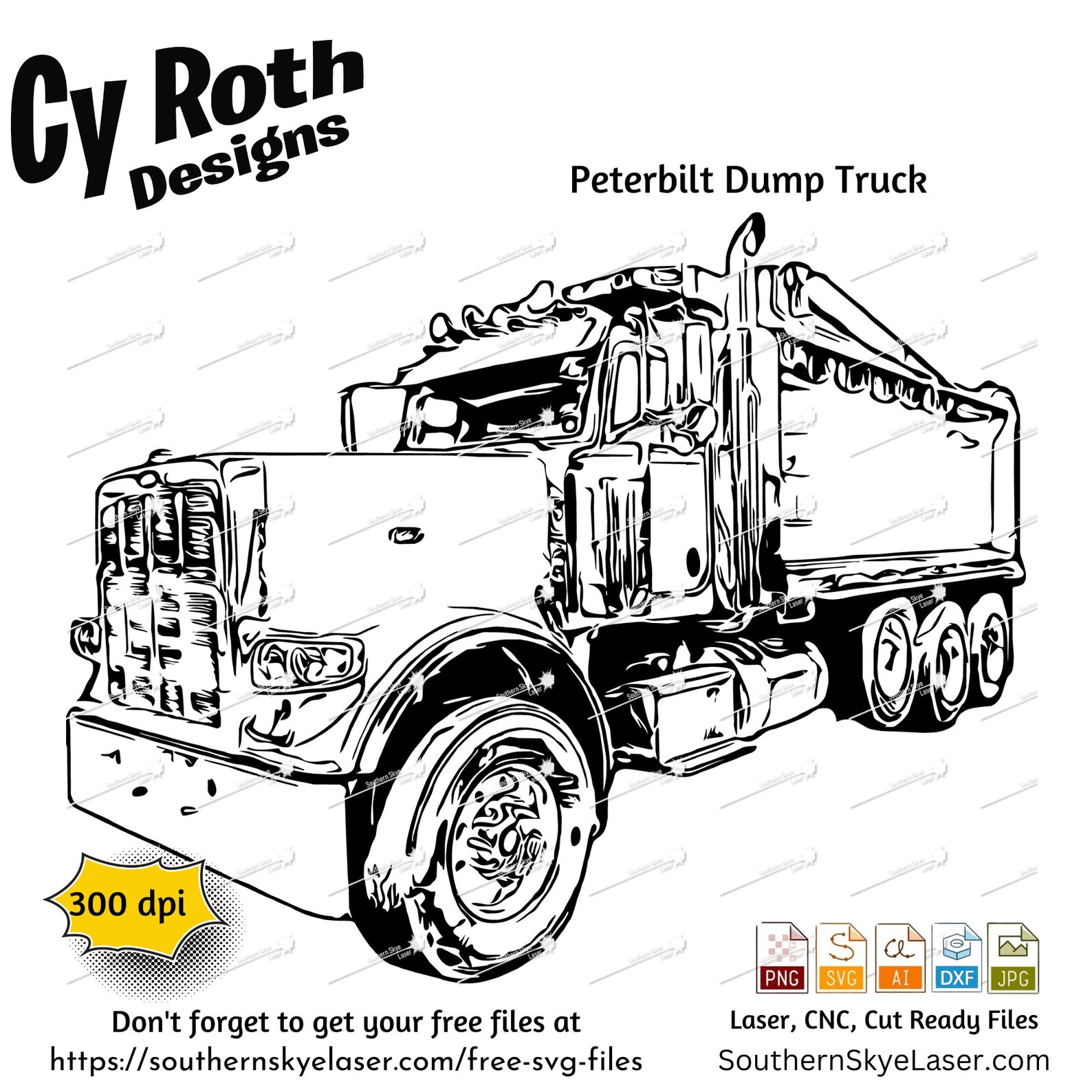 Peterbilt Dump Truck SVG: Gravel Truck Construction File (digital ...