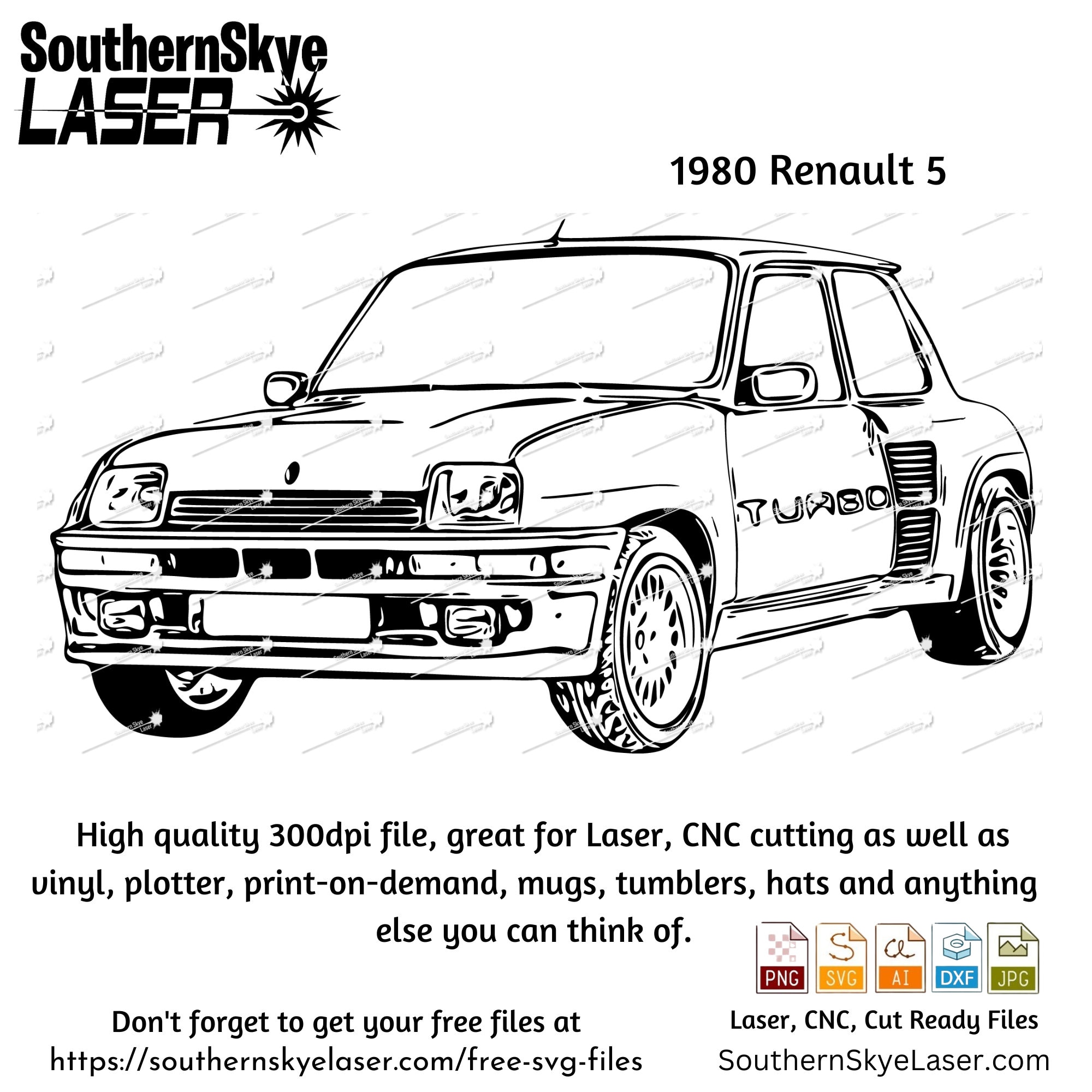 1980 Renault 5 Svg Png Jpg Ai Dxf File - Etsy