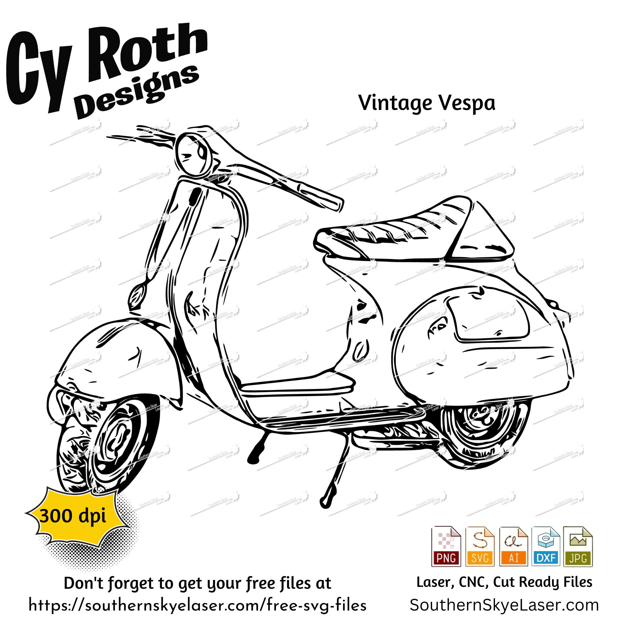 Vintage Vespa Svg Png Jpg Ai Dxf Dtf Cut Print File - Etsy
