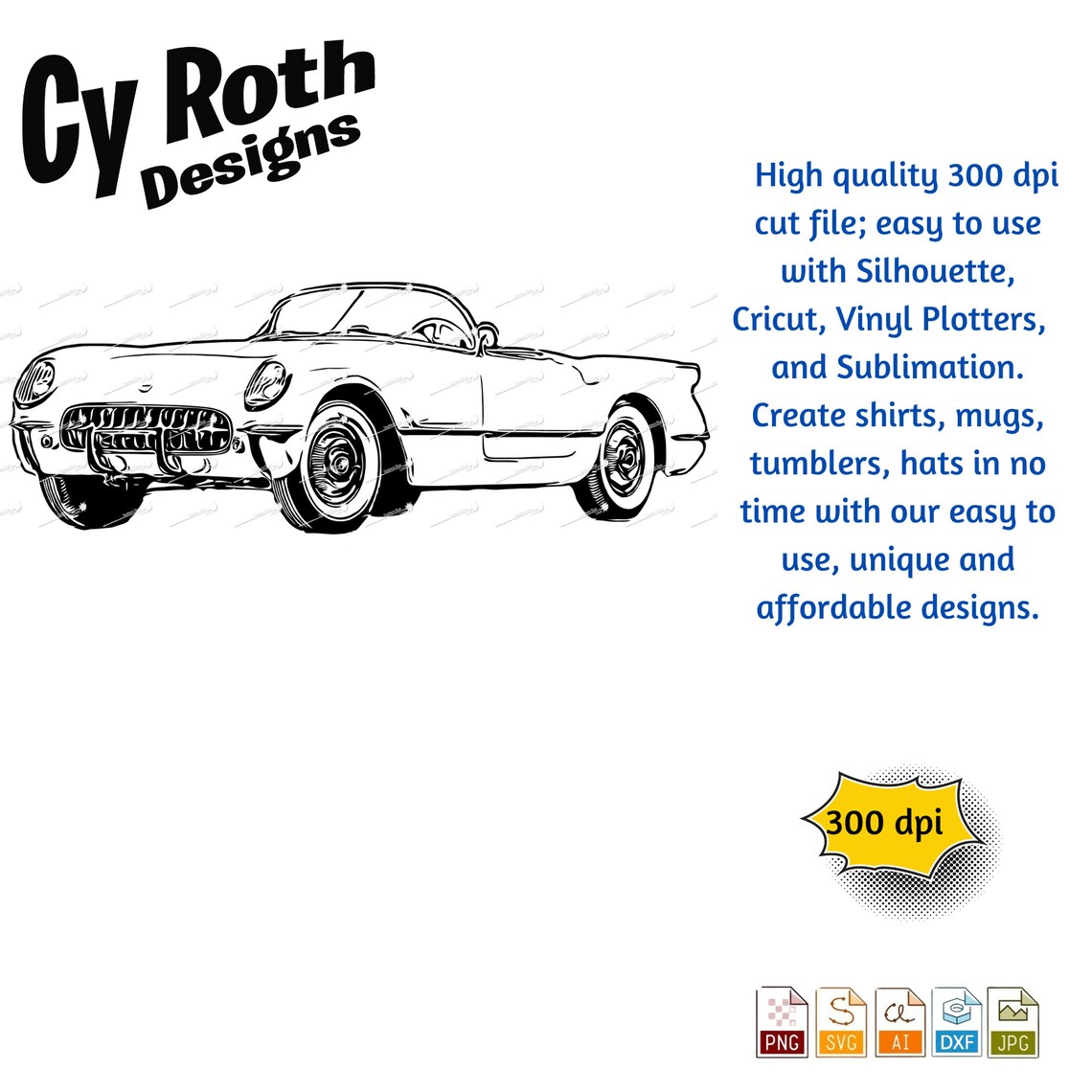 1953 Corvette Svg Png Jpg Ai Dxf File, Vintage Car Svg, Chevrolet Svg ...