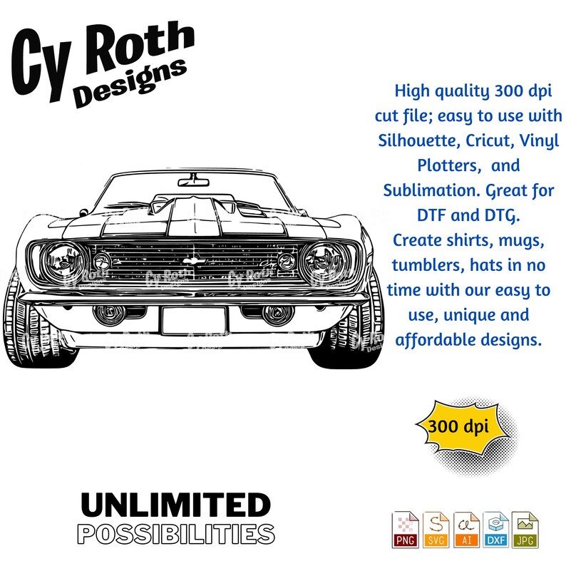 1967 Chevy Camaro Svg Png Jpg Ai Dxf File, Classic Car Svg, Vintage Car ...