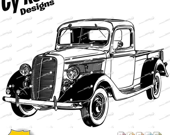 SVG Classic Ford F100 Pickup Truck View Silhouette Cut Files Designs ...