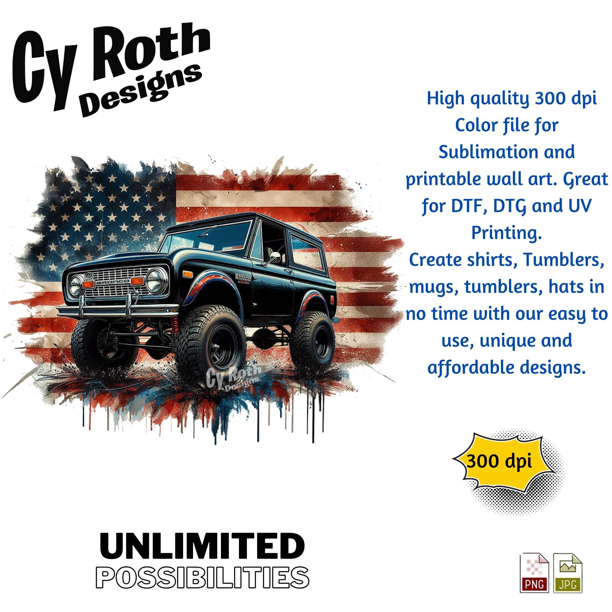 1972 Ford Bronco Sublimation Wall Art 20oz Skinny Tumbler PNG JPG File ...