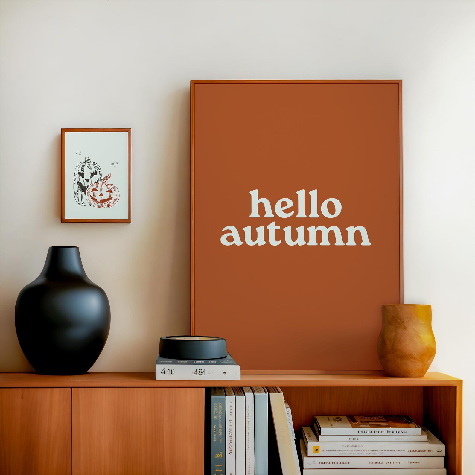 Hello Autumn Print, Fall Printable Wall Art, Orange Autumn Sign, Fall ...