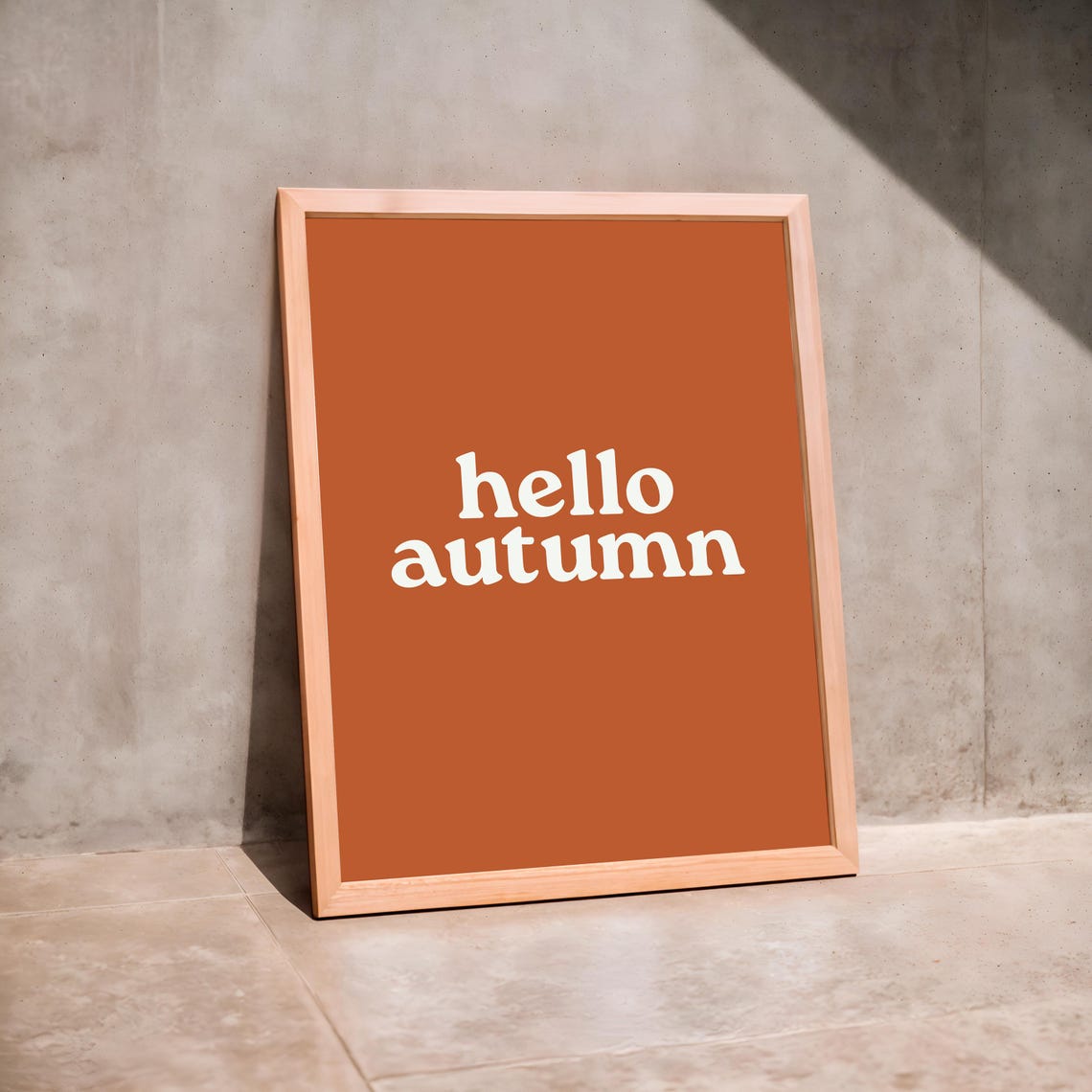 Hello Autumn Print, Fall Printable Wall Art, Orange Autumn Sign, Fall ...
