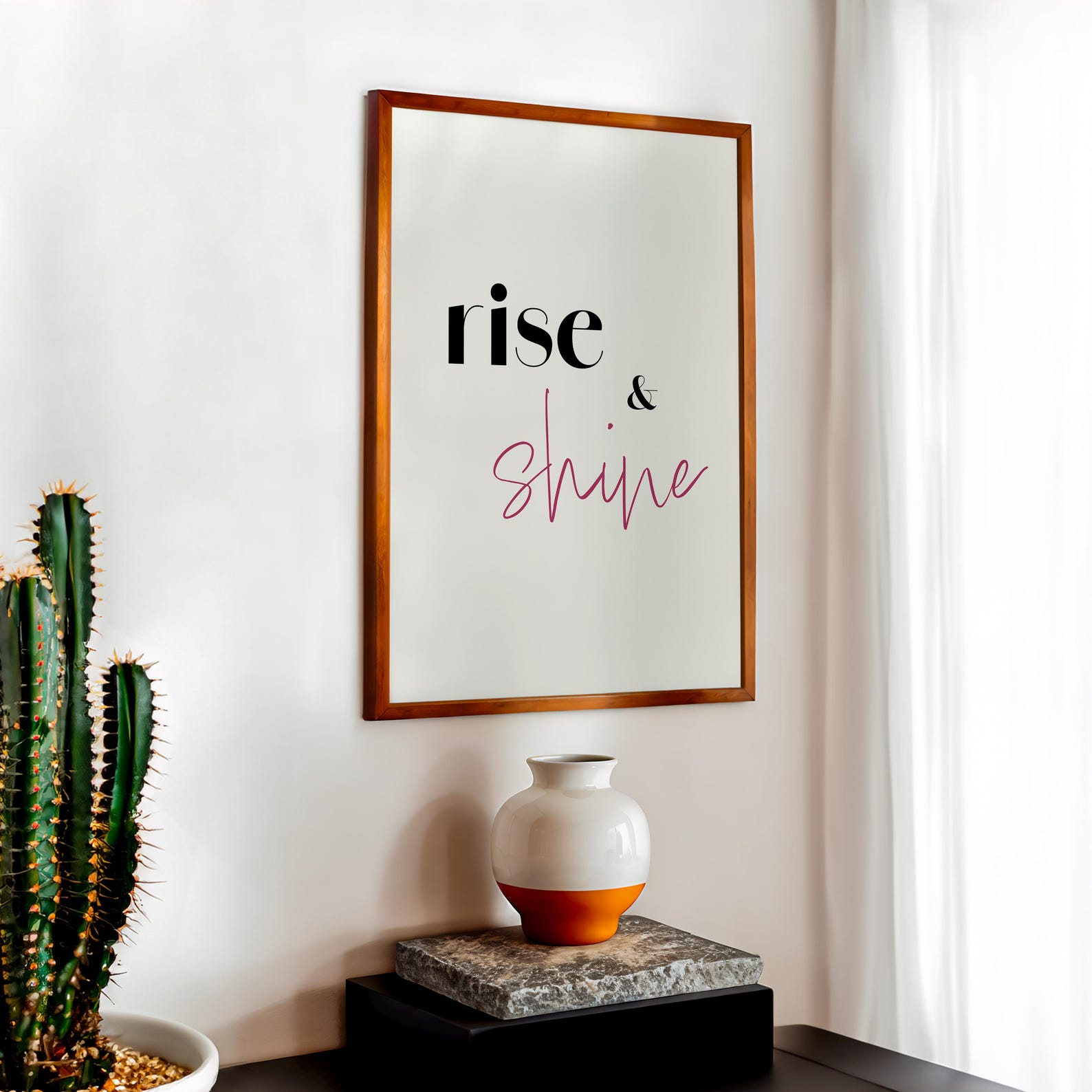 Rise & Shine, Affirmation Poster, Typography Wall Art Print, Positive ...