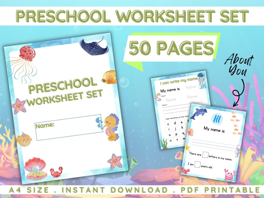 Preschool Worksheets Under the Sea Printable Set - Etsy