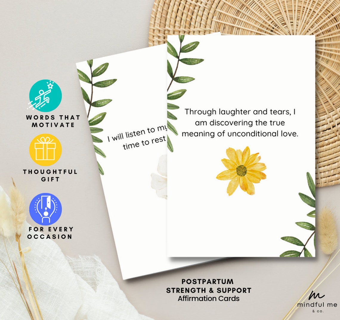 New Mom Affirmation Cards | Postpartum Self Care | Confidence | Gentle ...