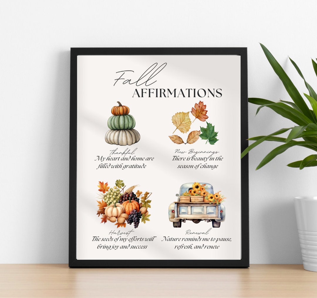 Fall Affirmations Wall Art Decor, Positive Affirmation Autumn Art Piece ...