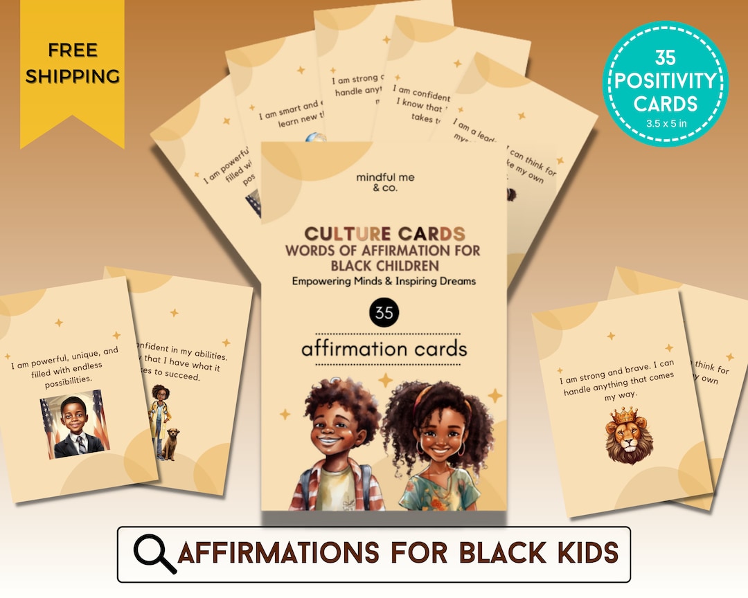 Kids Affirmation Cards for Black Children, Inspirational Quotes to ...