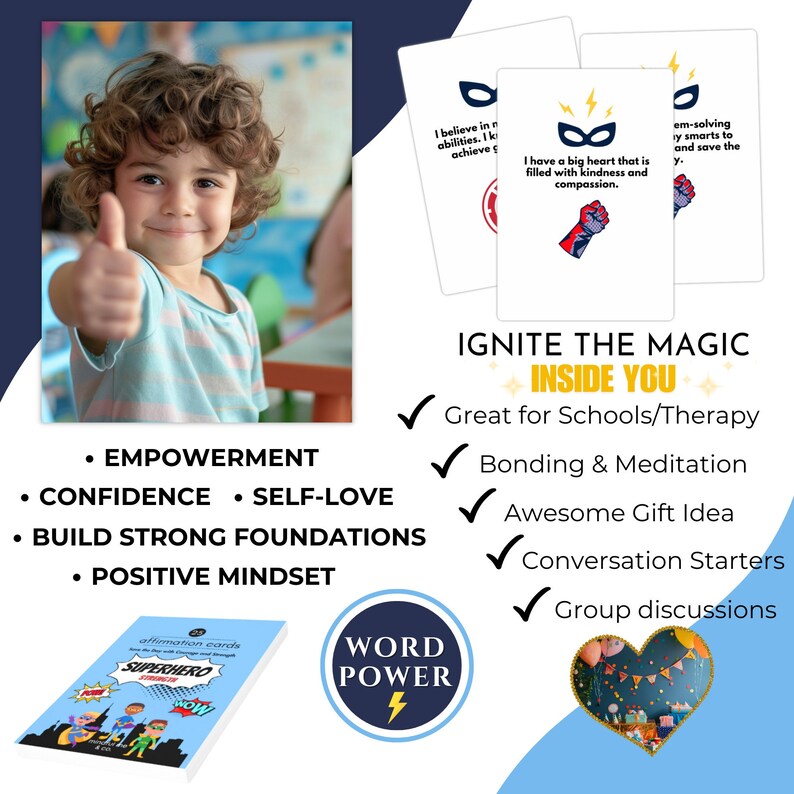 Superhero Affirmation Cards for Kids | Positive Affirmations for ...