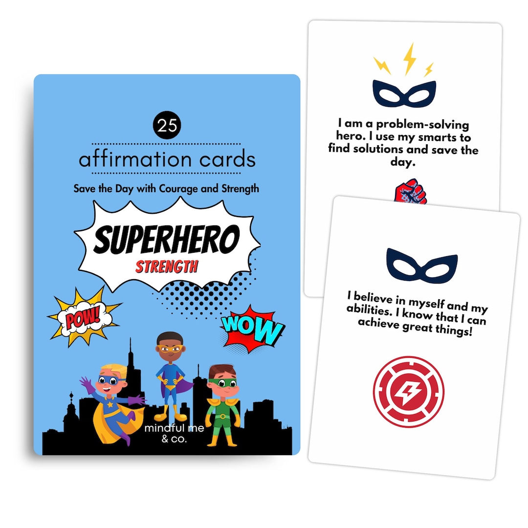 Superhero Affirmation Cards for Kids | Positive Affirmations for ...