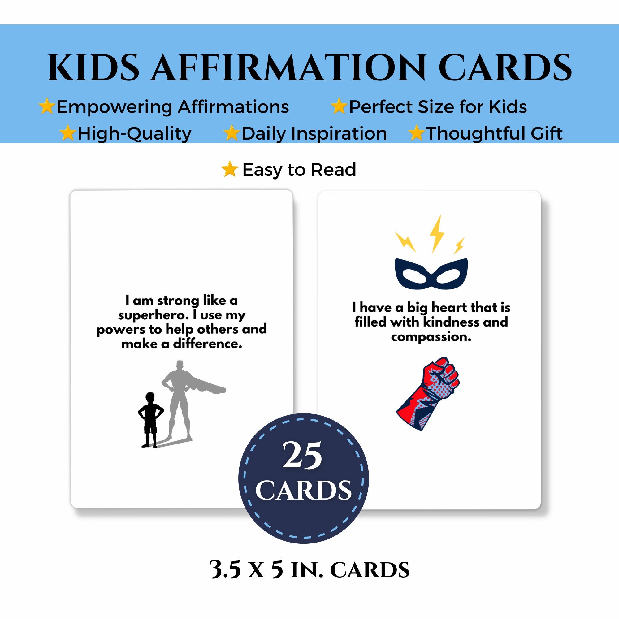 Superhero Affirmation Cards for Kids | Positive Affirmations for ...