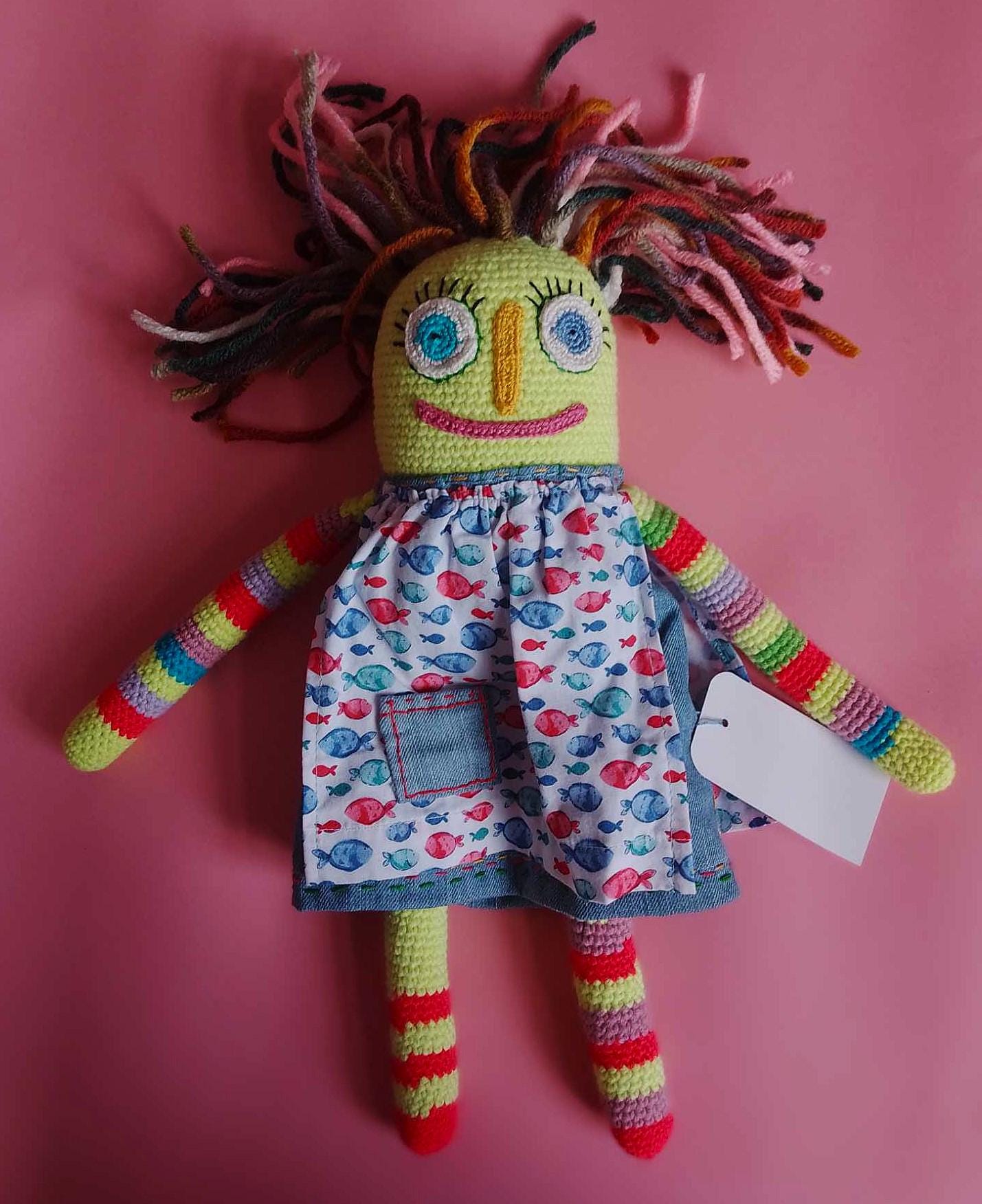 Crazy Doll, Gift for a Baby, Funny Doll, Crochet Soft Toy, Unique Toy ...