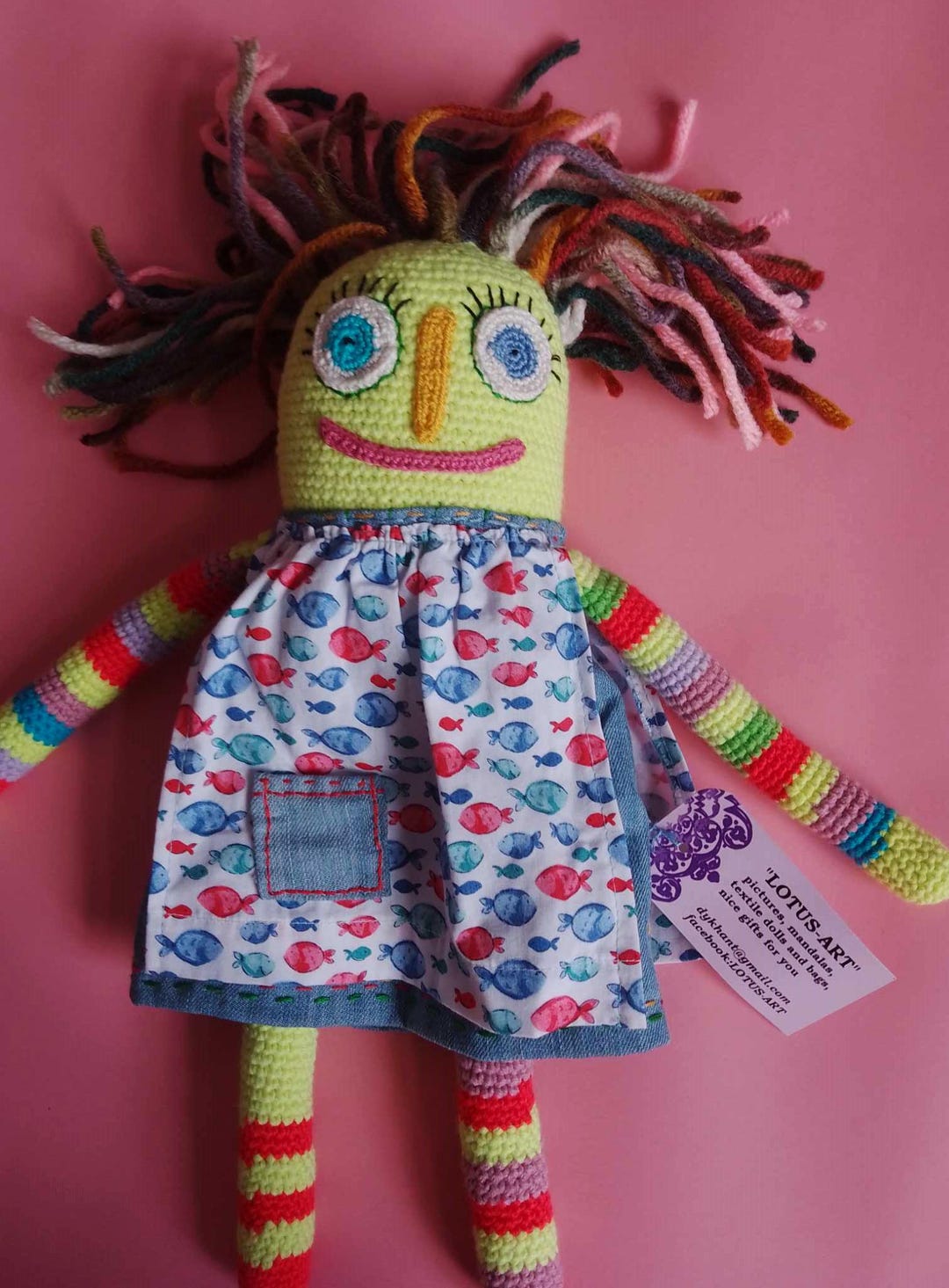 Crazy Doll, Gift for a Baby, Funny Doll, Crochet Soft Toy, Unique Toy ...