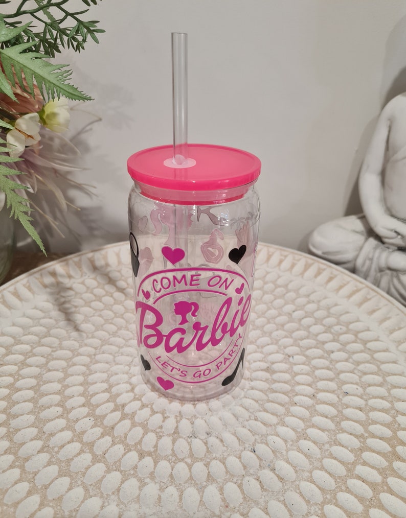 Barbie Libbey Cup, Pink Plastic Lid and Plastic Straw - Etsy Australia