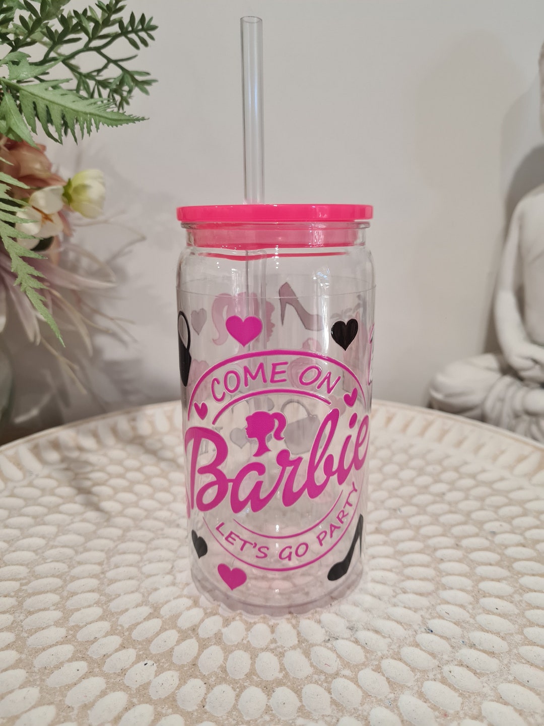 Barbie Libbey Cup, Pink Plastic Lid and Plastic Straw - Etsy Australia