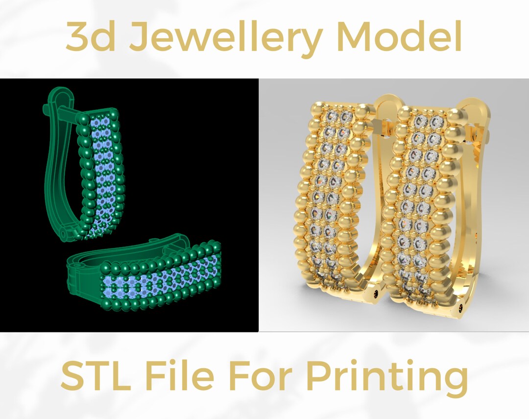 STL 3D Model/ Jewelry CAD File for 3D Printing/earrings STL File /3D ...