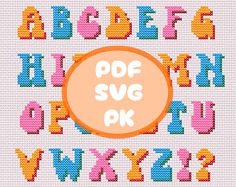 Cross Stitch Alphabet Pattern A-Z | Counted Cross Stitch Lettering Font ...
