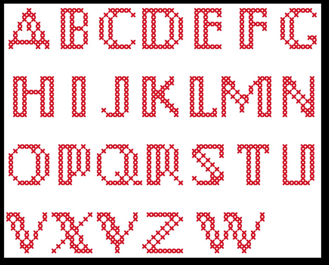 Cross Stitch Alphabet Pattern A-Z | Counted Cross Stitch Lettering Font ...
