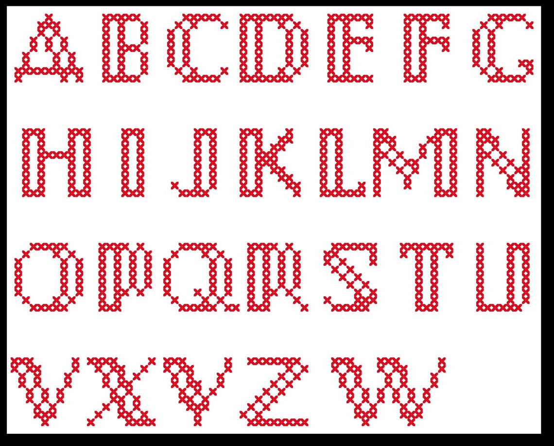 Cross Stitch Alphabet Pattern A-Z | Counted Cross Stitch Lettering Font ...