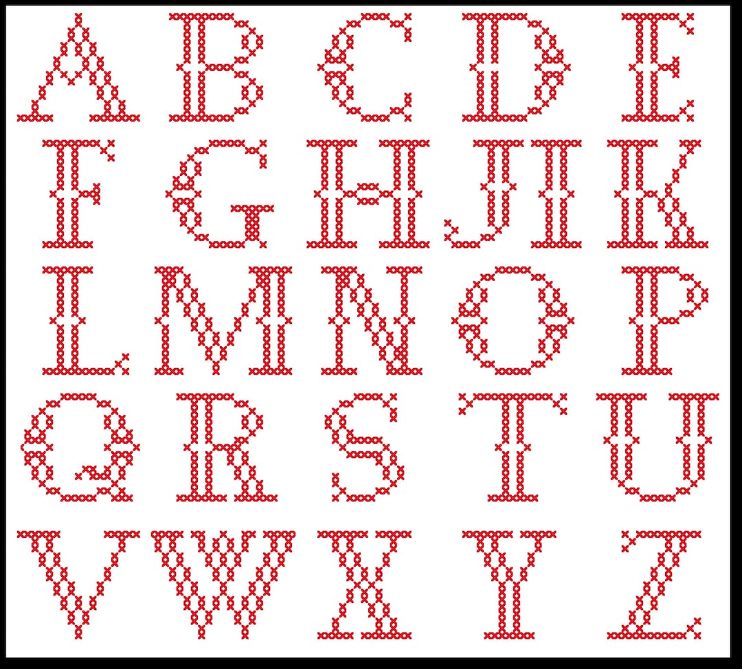 Cross Stitch Alphabet Pattern: Lettering Font for DIY Monogram (PDF ...