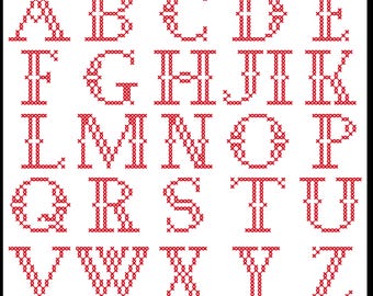 Cross Stitch Alphabet Pattern A-Z | Counted Cross Stitch Lettering Font ...