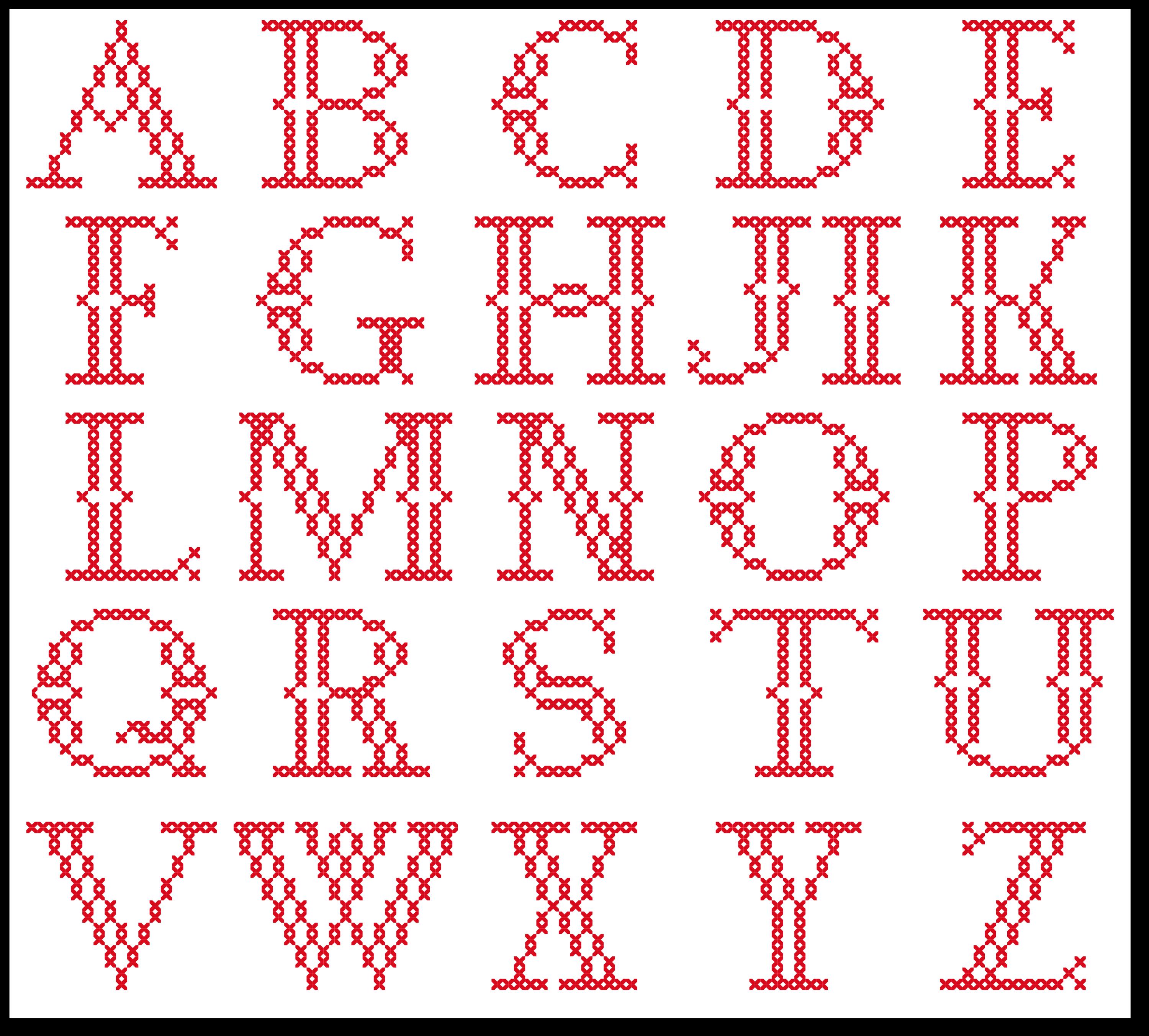Cross Stitch Alphabet Pattern: Lettering Font for DIY Monogram (PDF ...
