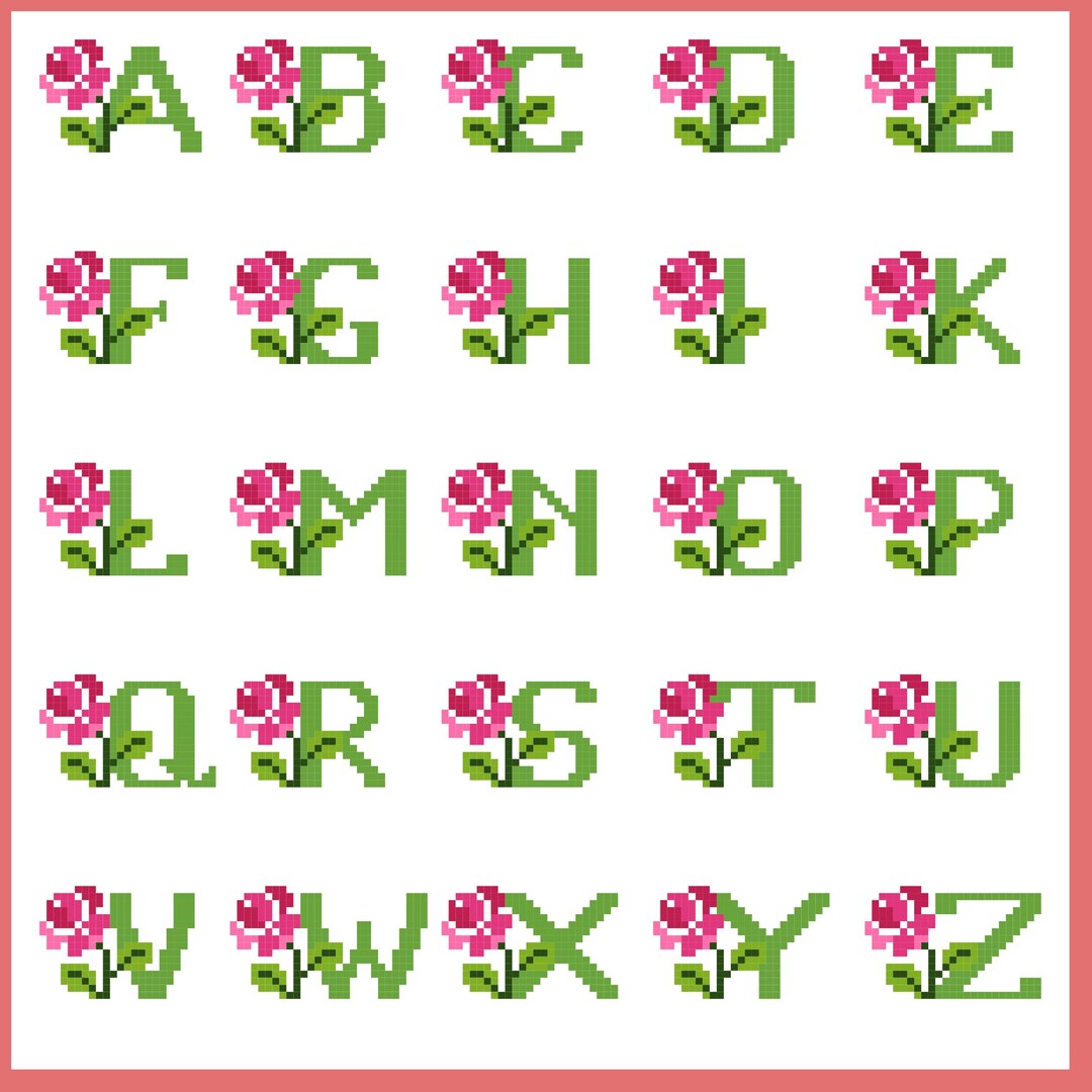 Cross Stitch Alphabet Pattern A-Z | Counted Cross Stitch Lettering Font ...