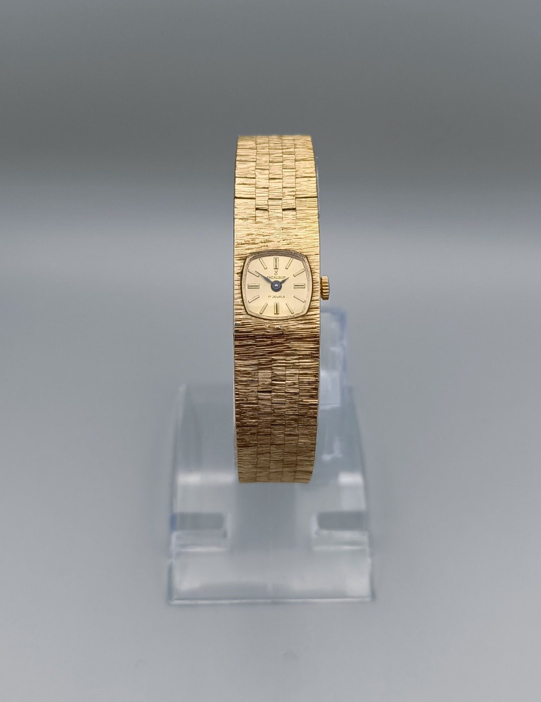 Excalibur Gold Dial 1970's Gold Bark Bracelet Womens Luxury Mechanical ...