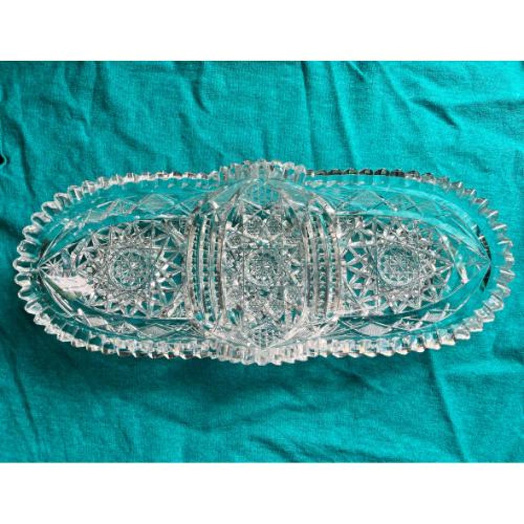Intricate Antique Cut Glass Serving Dish | Beautiful! - Etsy