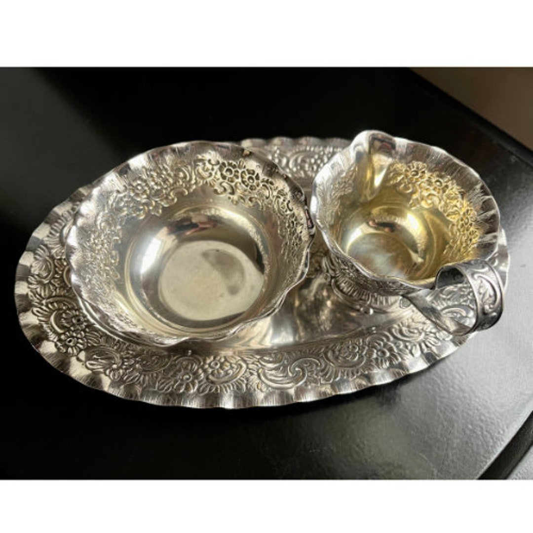 Beautiful Vintage Swedish Silver-plated Creamer & Sugar Bowl Set With ...