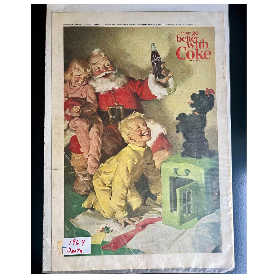 Vintage 1964 Coca-cola Advertisement With Santa! - Etsy