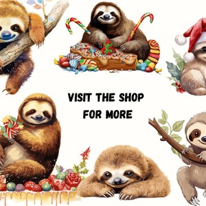 Watercolor Christmas Sloth SVG, Cute Baby Sloth SVG, Vector Happy ...