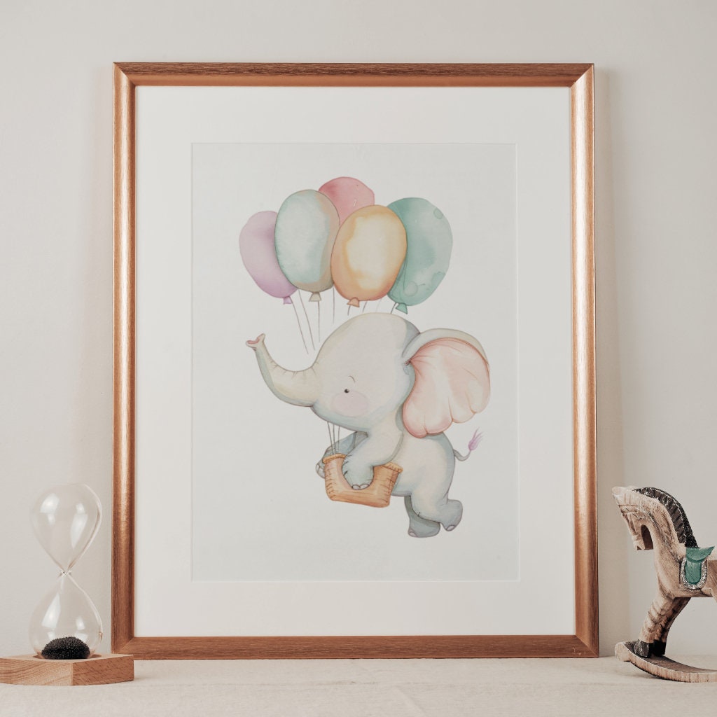 25 Watercolor Elephant Clipart, Pastel Colors, Elephant Balloon ...