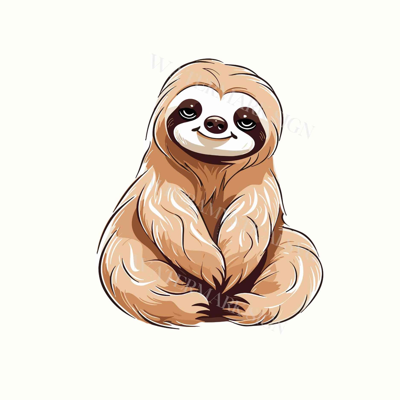 Cartoon Baby Sloth SVG, Lazy Sloth Clipart, Cute Sloth SVG, Funny ...
