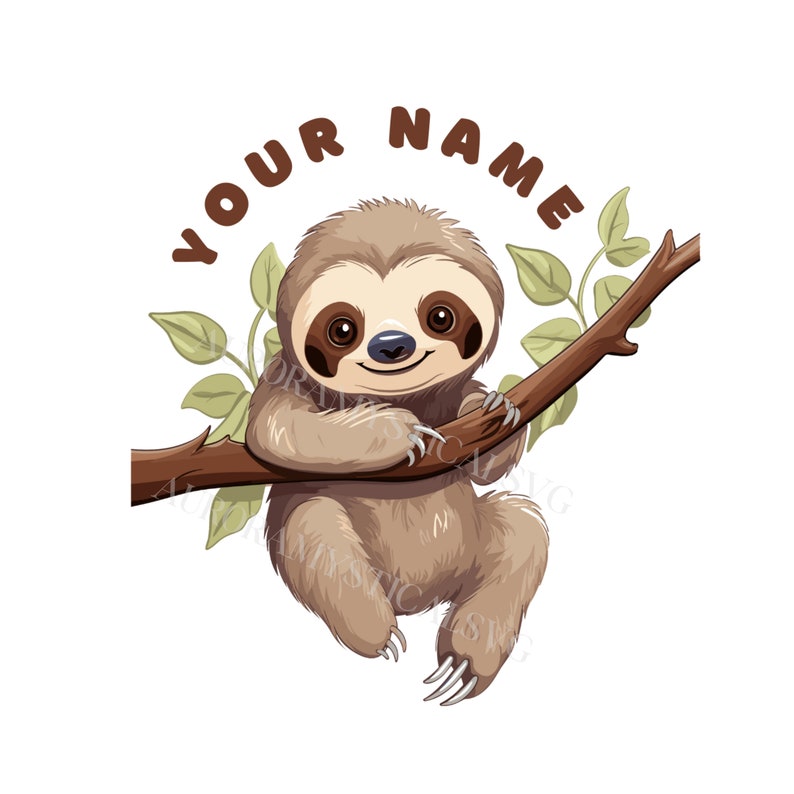 Sloth With Name SVG Bundle, Cartoon Baby Sloth SVG, Hanging Sloth, Lazy ...
