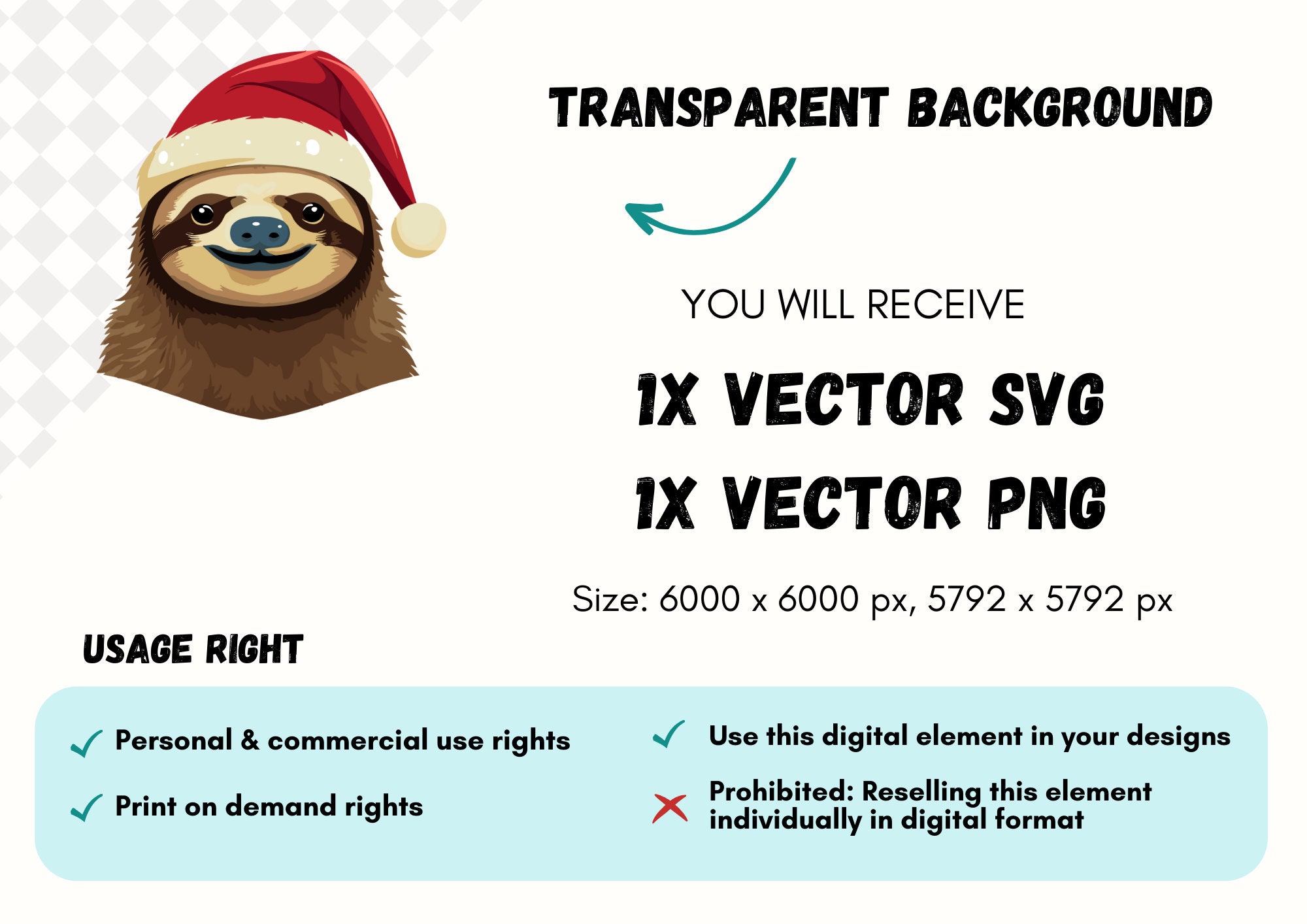 Cartoon Christmas Sloth SVG, Adorable Sloth SVG, Happy Sloth Christmas ...