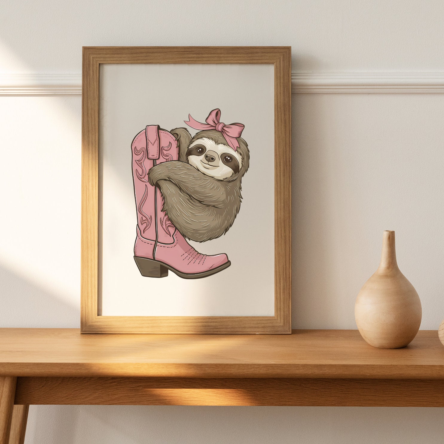 Coquette Sloth, Cowgirl Boot Clipart, Sloth SVG, Coquette PNG, Pink ...